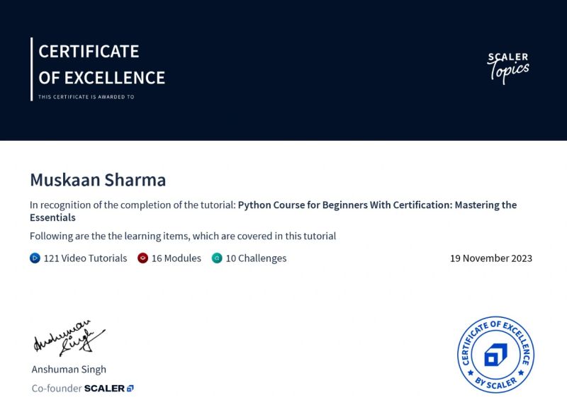Muskan Sharma on LinkedIn: Certificate for Python course intrested to ... Muskan Sharma on LinkedIn: Certificate for Python course intrested to ...