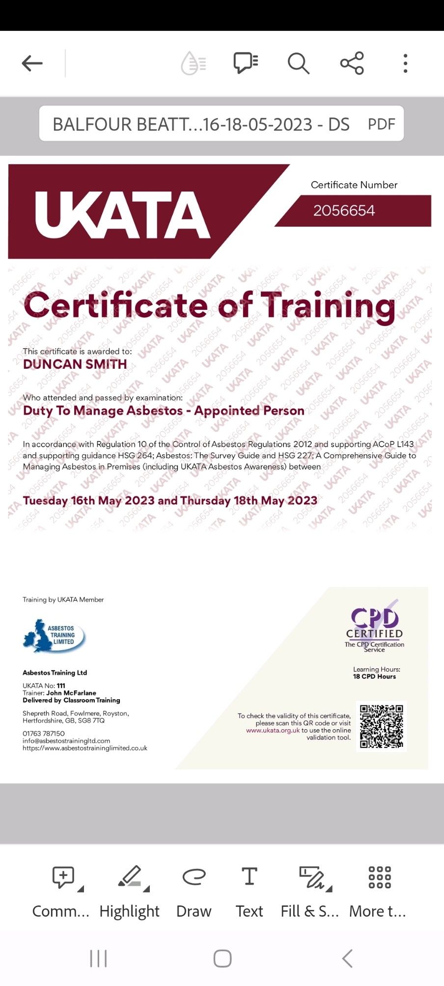 Asbestos, Duty to Manage, Appointed Person. Passed with 98%. Feeling ... Asbestos, Duty to Manage, Appointed Person. Passed with 98%. Feeling ...
