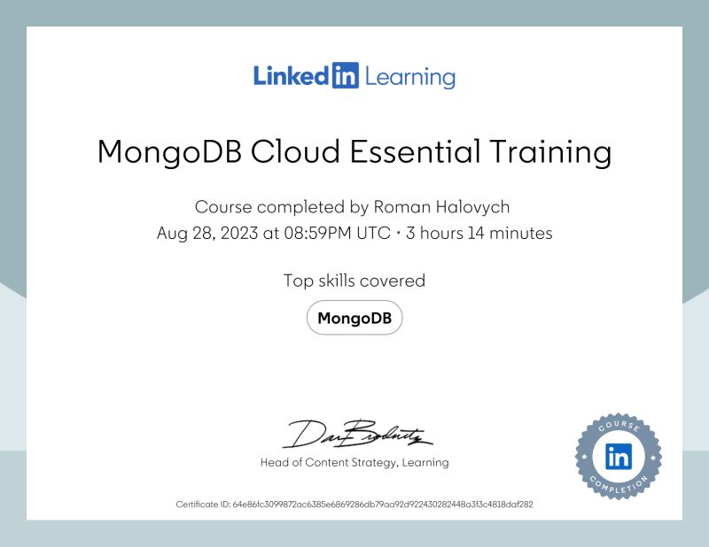 Roman Halovych on LinkedIn: Certificate of Completion Roman Halovych on LinkedIn: Certificate of Completion