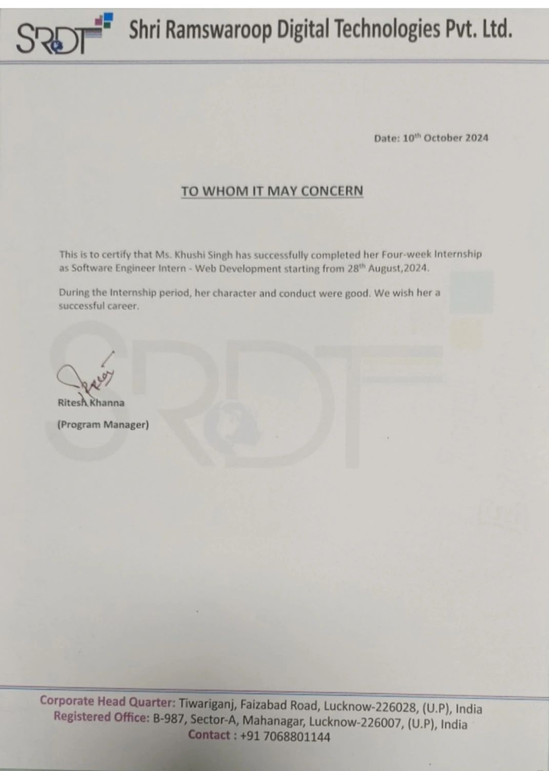 Khushi Singh on LinkedIn: #internship #webdevelopment #srdt #learning # ... Khushi Singh on LinkedIn: #internship #webdevelopment #srdt #learning # ...