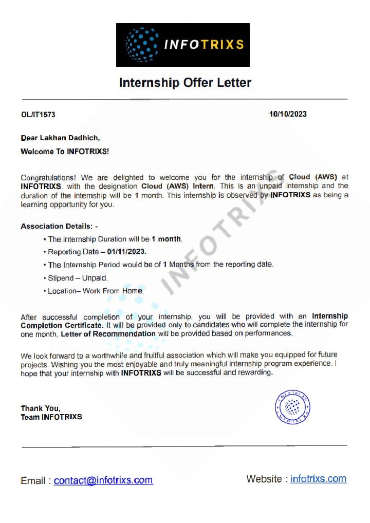 Lakhan Dadhich on LinkedIn: #infotrixs #infotrixsinternship #internship ... Lakhan Dadhich on LinkedIn: #infotrixs #infotrixsinternship #internship ...