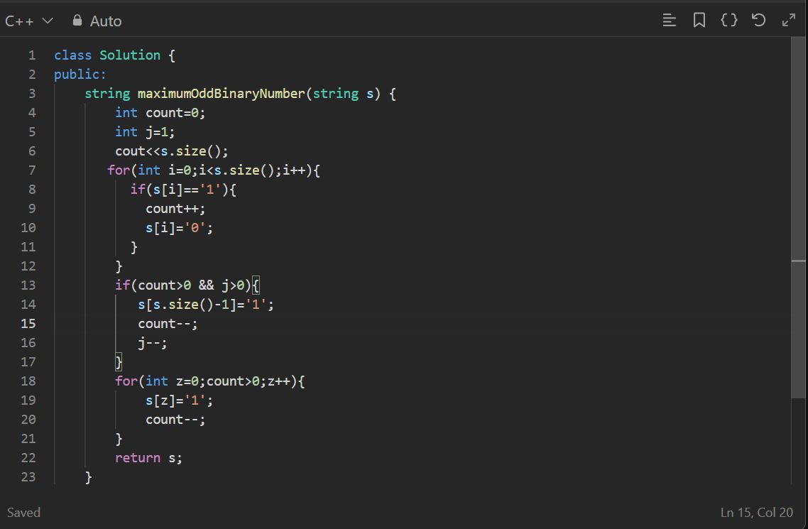 Day 16 LeetCode 2864. Maximum Odd Binary… | Ayush Kaushik Day 16 LeetCode 2864. Maximum Odd Binary… | Ayush Kaushik