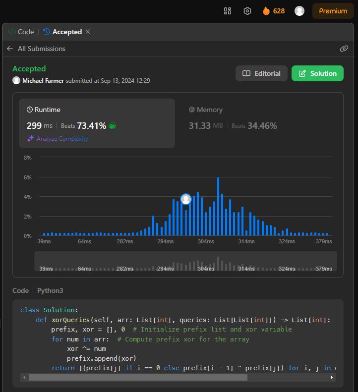 Michael Farmer on LinkedIn: Day 628 of Daily LeetCode | 1310. XOR ... Michael Farmer on LinkedIn: Day 628 of Daily LeetCode | 1310. XOR ...