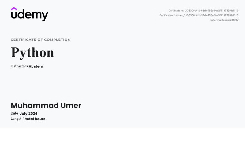 Completed Python course on Udemy | Muhammad Umer posted on the topic ... Completed Python course on Udemy | Muhammad Umer posted on the topic ...