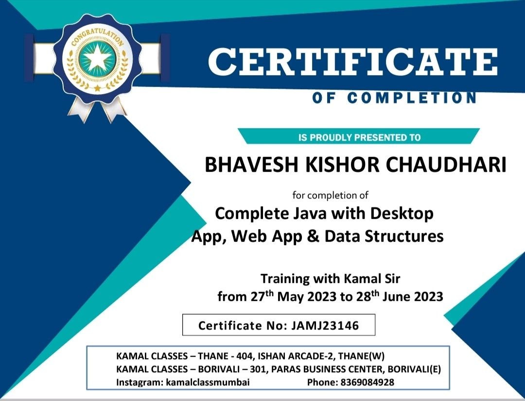 #javacertified #softwaredeveloper #javaprogramming | Bhavesh Chaudhari #javacertified #softwaredeveloper #javaprogramming | Bhavesh Chaudhari
