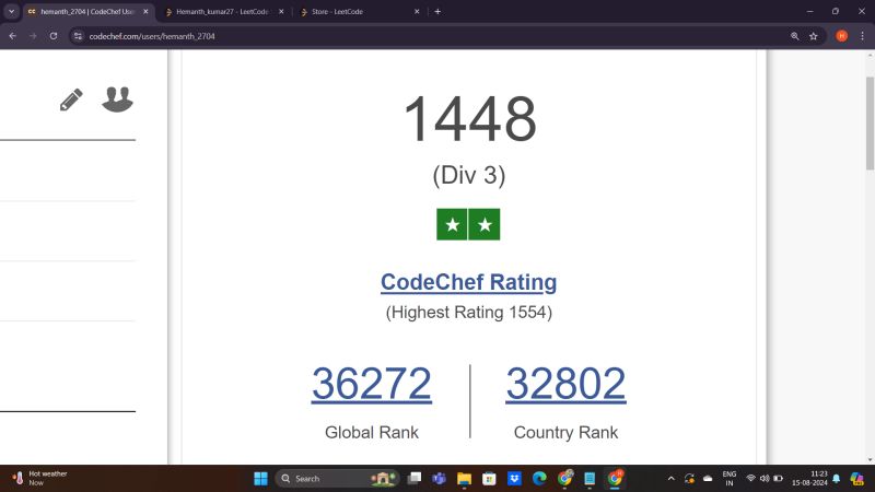 Hemanth Meesala on LinkedIn: #codechef #codeforces #leetcode #gfg # ... Hemanth Meesala on LinkedIn: #codechef #codeforces #leetcode #gfg # ...