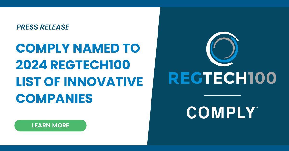 Jessica Nagy on LinkedIn: COMPLY NAMED TO 2024 REGTECH100 LIST OF ... Jessica Nagy on LinkedIn: COMPLY NAMED TO 2024 REGTECH100 LIST OF ...