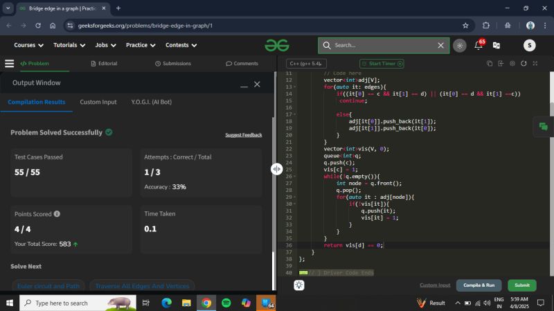 #dsa #geeksforgeeks #codingchallenge #graphtheory #bridgeedge ... #dsa #geeksforgeeks #codingchallenge #graphtheory #bridgeedge ...