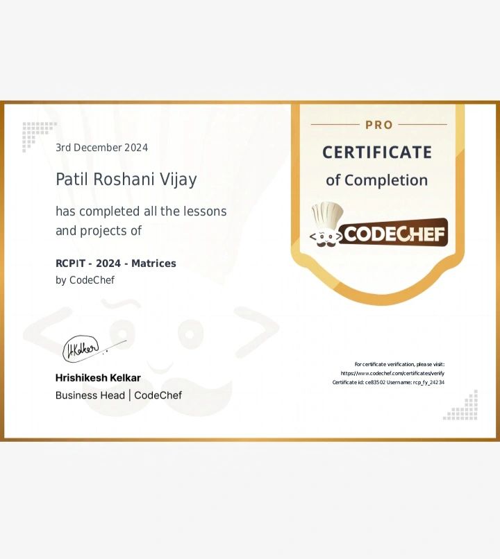 Roshani Patil on LinkedIn: #keeplearning #codechef #matrices #codingjourney Roshani Patil on LinkedIn: #keeplearning #codechef #matrices #codingjourney