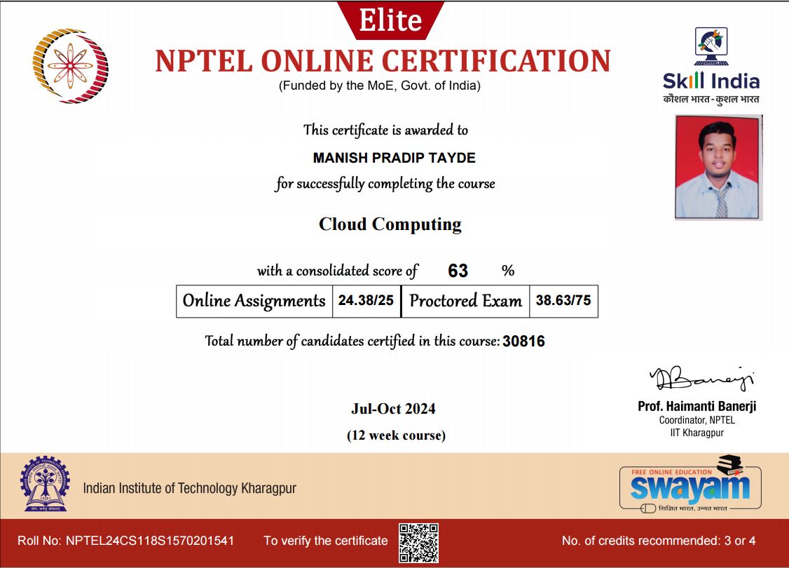 Manish Tayde on LinkedIn: #cloudcomputing #nptel #certification # ... Manish Tayde on LinkedIn: #cloudcomputing #nptel #certification # ...