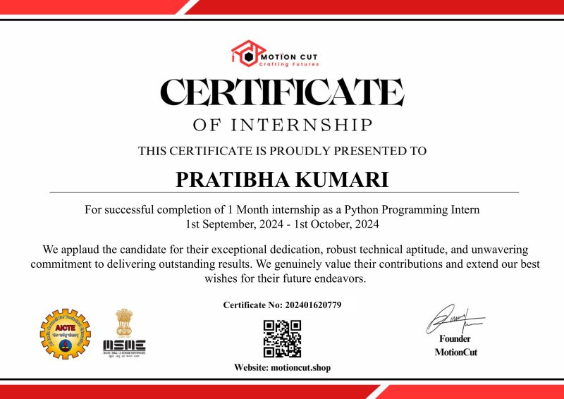 Pratibha Kumari on LinkedIn: #python #programming #internship # ... Pratibha Kumari on LinkedIn: #python #programming #internship # ...