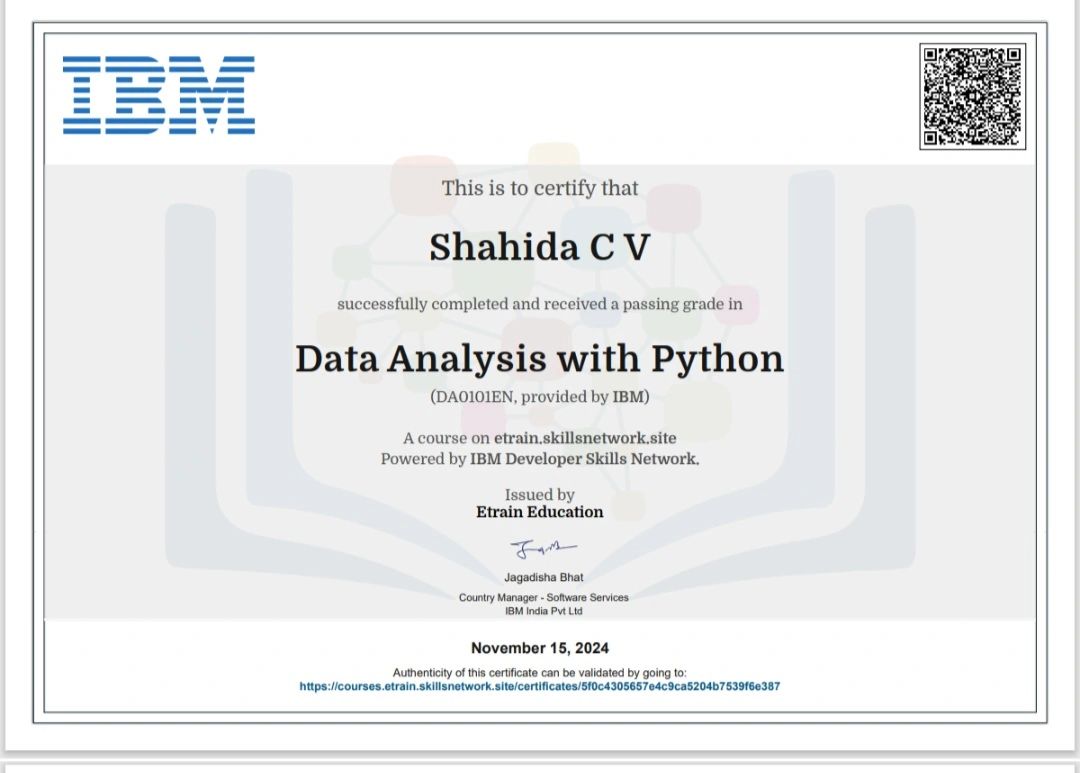 SHAHIDA FAHAD on LinkedIn: #ibm #dataanalysis #python # ... SHAHIDA FAHAD on LinkedIn: #ibm #dataanalysis #python # ...