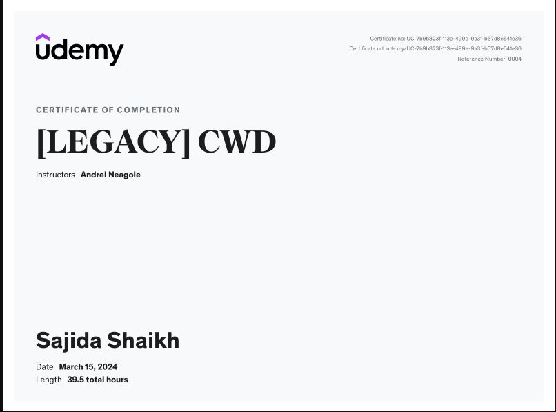 Finished React.js course on Udemy | Sajida Shaikh posted on the topic ... Finished React.js course on Udemy | Sajida Shaikh posted on the topic ...