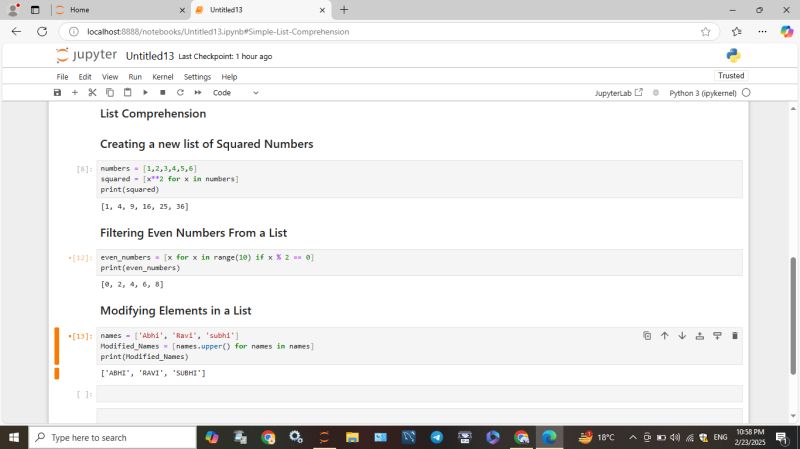 Using Python Creating a List Comprehension skilledUp | Sandhya Prajapati Using Python Creating a List Comprehension skilledUp | Sandhya Prajapati