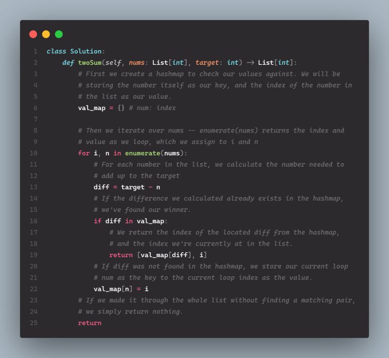 I recently solved Leetcode problem 1. Two Sum, in which you must find ... I recently solved Leetcode problem 1. Two Sum, in which you must find ...