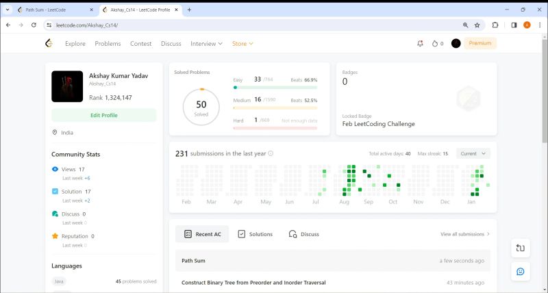 Akshay kumar Yadav on LinkedIn: #leetcode #leetcodechallenge #50completed Akshay kumar Yadav on LinkedIn: #leetcode #leetcodechallenge #50completed