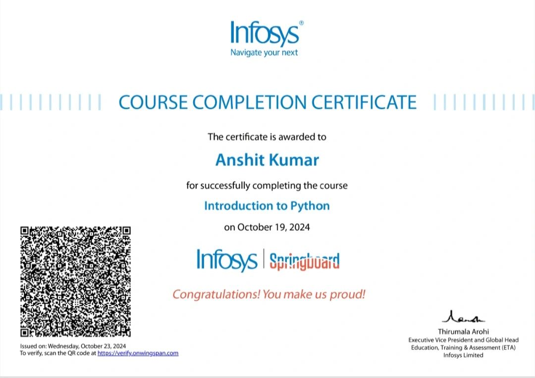 Anshit Kumar on LinkedIn: #learningneverstops #python #careergrowth # ... Anshit Kumar on LinkedIn: #learningneverstops #python #careergrowth # ...