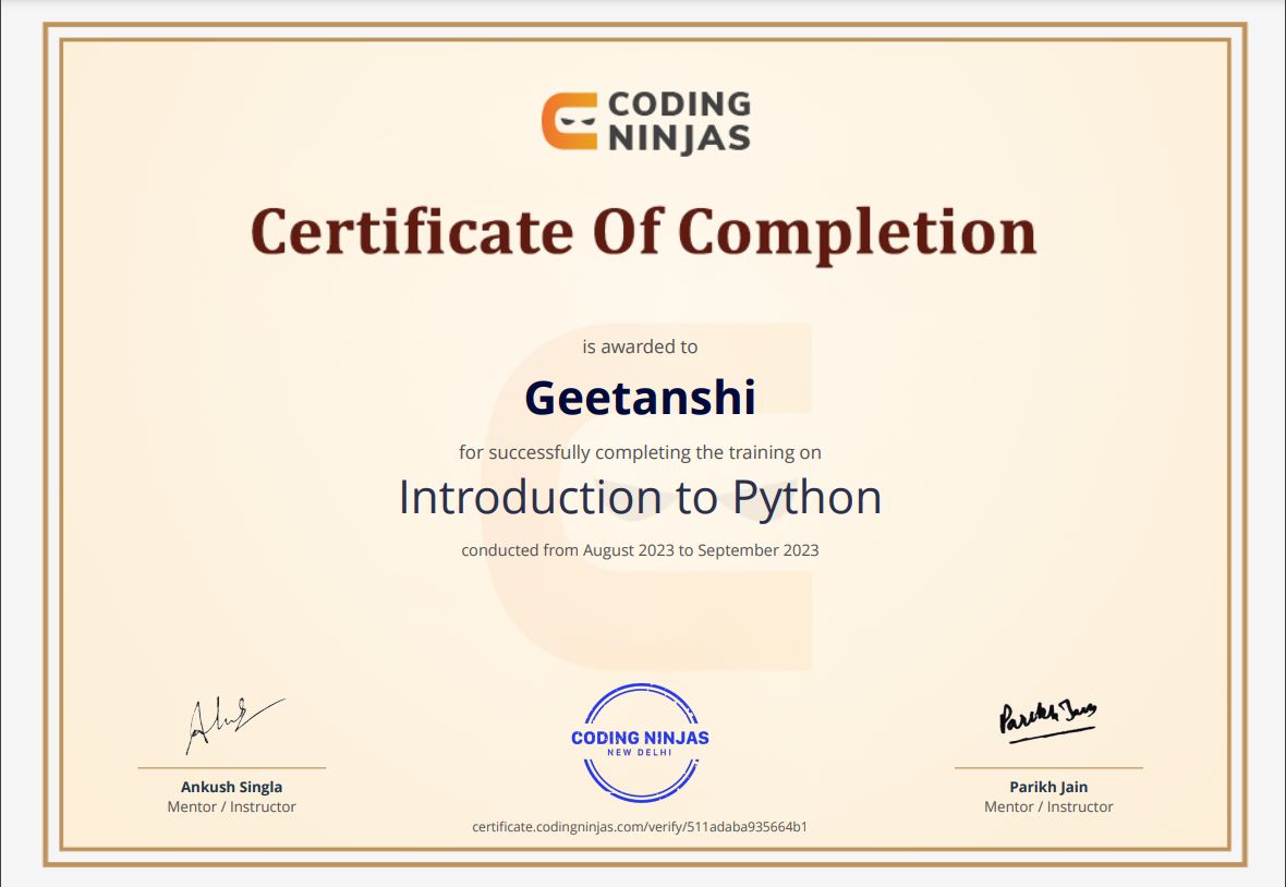 Geetanshi Singla on LinkedIn: #python #programming #achievement # ... Geetanshi Singla on LinkedIn: #python #programming #achievement # ...