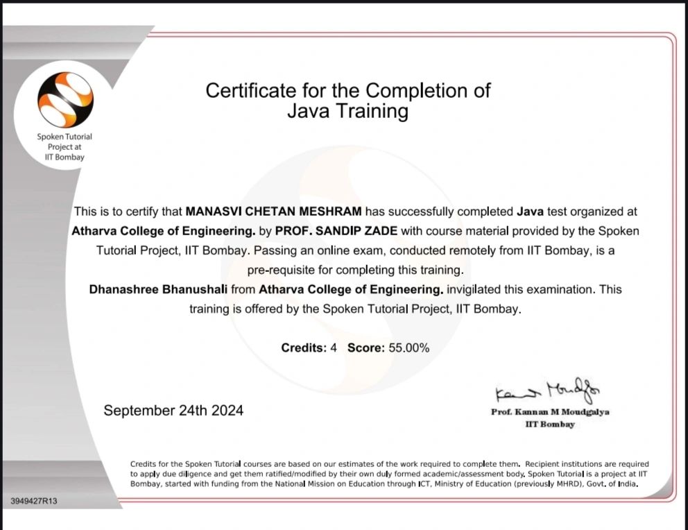 Manasvi Meshram on LinkedIn: #programming #iitbombay #java #womenxcode Manasvi Meshram on LinkedIn: #programming #iitbombay #java #womenxcode