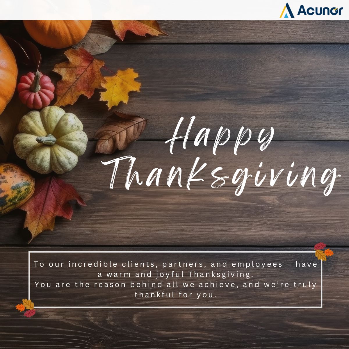 Acunor on LinkedIn: #thanksgiving2024 Acunor on LinkedIn: #thanksgiving2024