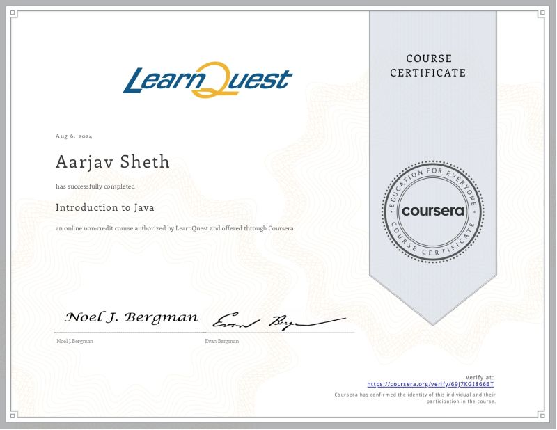 Aarjav Sheth on LinkedIn: #java #certificate #coursera #coding Aarjav Sheth on LinkedIn: #java #certificate #coursera #coding