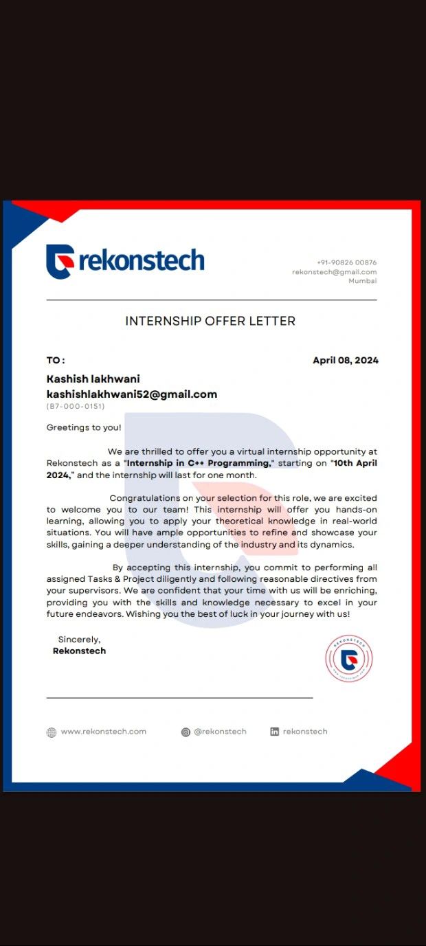 Kashish Lakhwani on LinkedIn: #learning #c #intern Kashish Lakhwani on LinkedIn: #learning #c #intern