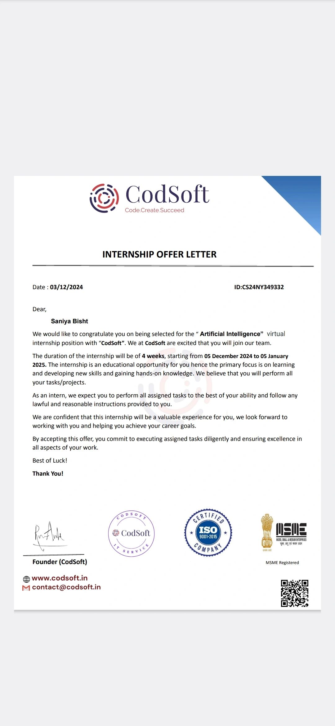 #internship #codsoft #codsoft | Saniya Bisht #internship #codsoft #codsoft | Saniya Bisht