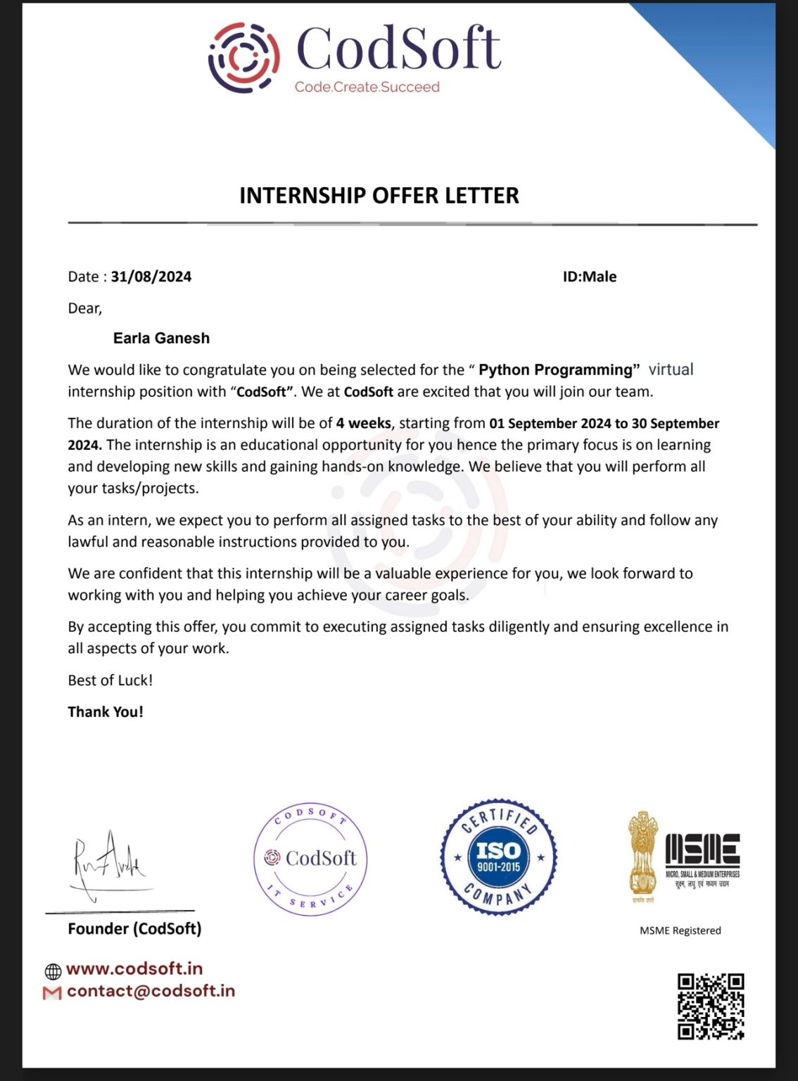 Earla Ganesh on LinkedIn: #codsoft #codsoft #codsoft #internship #codsoft Earla Ganesh on LinkedIn: #codsoft #codsoft #codsoft #internship #codsoft