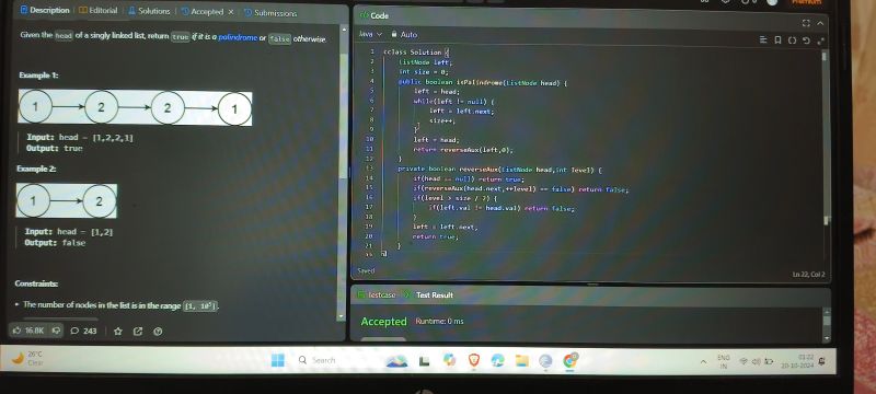 Divyanshi Bajpai on LinkedIn: #dsa #recursion #linkedlist #palindrome # ... Divyanshi Bajpai on LinkedIn: #dsa #recursion #linkedlist #palindrome # ...