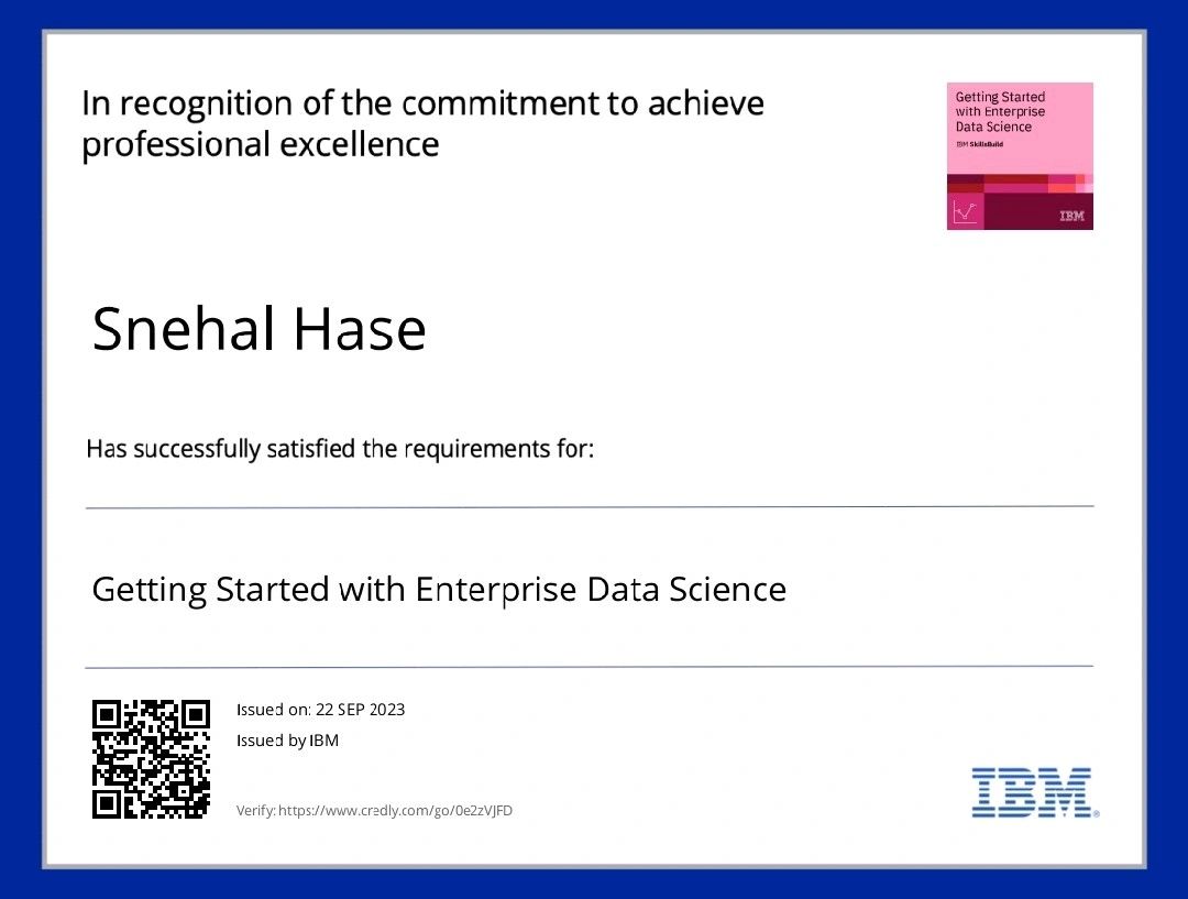 Snehal Santosh Hase on LinkedIn: # IBM Training Snehal Santosh Hase on LinkedIn: # IBM Training