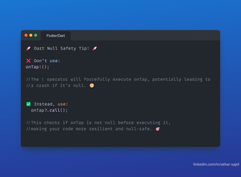 Athar Sajid on LinkedIn: #dart #nullsafety #codetips #mobiledevelopment ... Athar Sajid on LinkedIn: #dart #nullsafety #codetips #mobiledevelopment ...