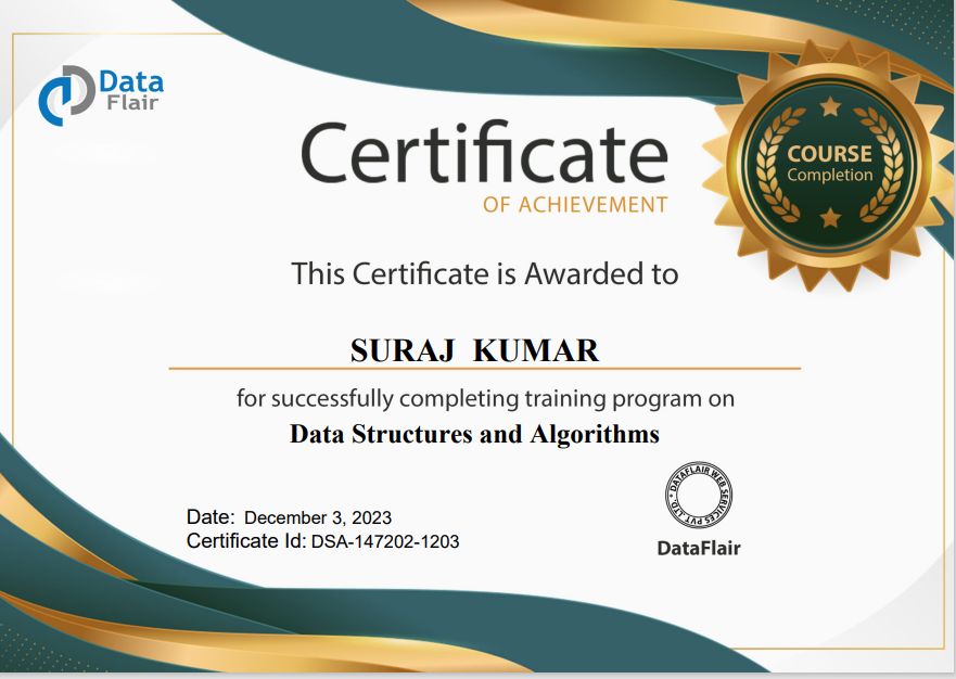 🔍 Excited to share that I've successfully completed the Data Structures ... 🔍 Excited to share that I've successfully completed the Data Structures ...