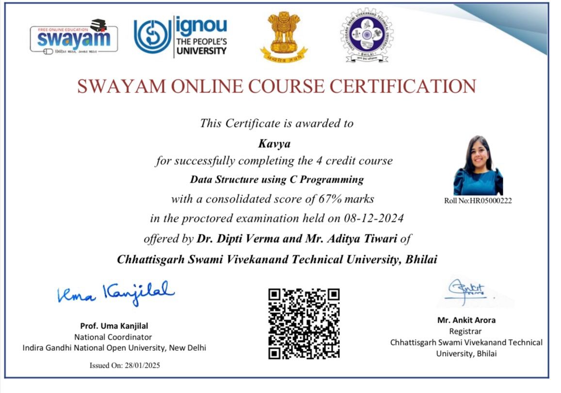 Kavya Mehta on LinkedIn: #dsa #cprogramming #coding #nptel #learning # ... Kavya Mehta on LinkedIn: #dsa #cprogramming #coding #nptel #learning # ...