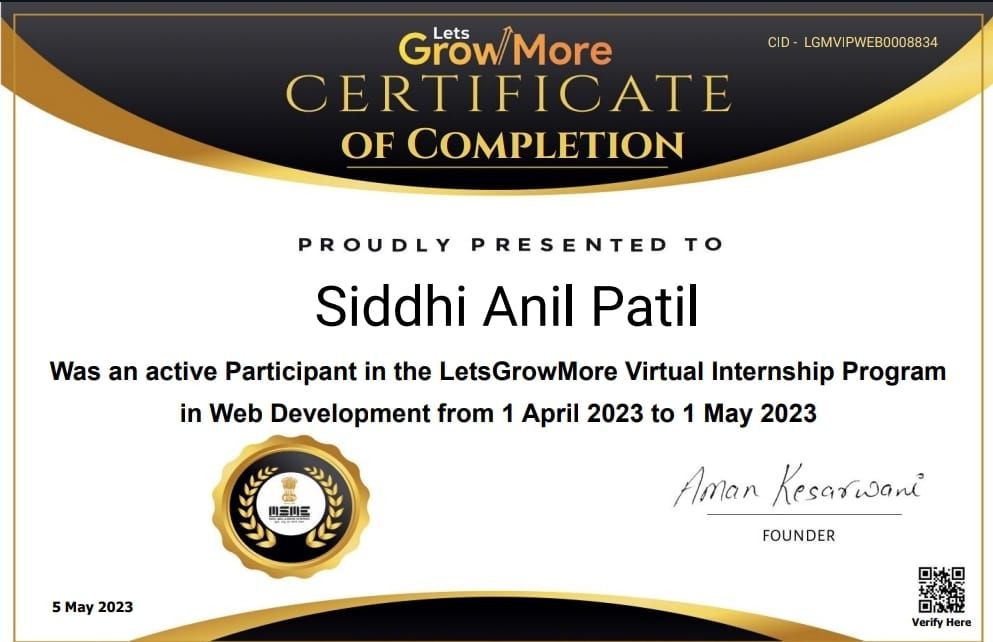 SIDDHI ANIL PATIL on LinkedIn: #webdevelopment #internship #learning # ... SIDDHI ANIL PATIL on LinkedIn: #webdevelopment #internship #learning # ...