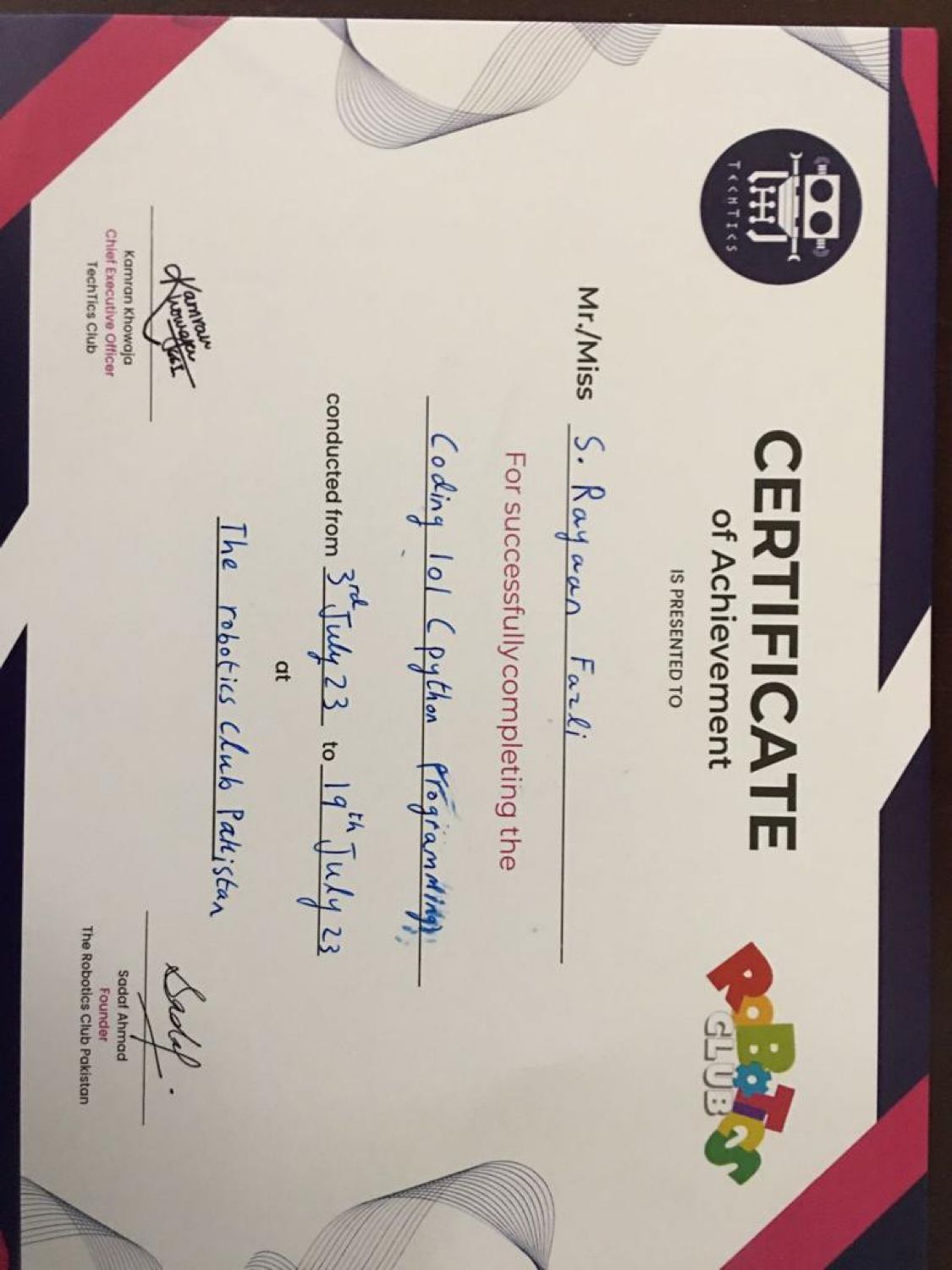 Syed Rayaan Fazli on LinkedIn: Completed a programming course at LUMS ... Syed Rayaan Fazli on LinkedIn: Completed a programming course at LUMS ...