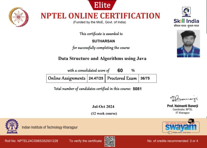 Sutharsan raja on LinkedIn: #nptel #datastructures #algorithms # ... Sutharsan raja on LinkedIn: #nptel #datastructures #algorithms # ...