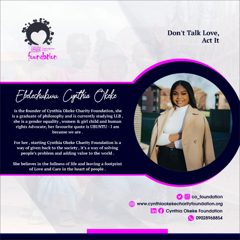 Cynthia Okeke Charity Foundation on LinkedIn: Founder Cynthia Okeke ... Cynthia Okeke Charity Foundation on LinkedIn: Founder Cynthia Okeke ...