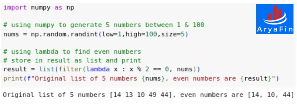 A simple example of Numpy Random function and Lambda. Generate a list ... A simple example of Numpy Random function and Lambda. Generate a list ...