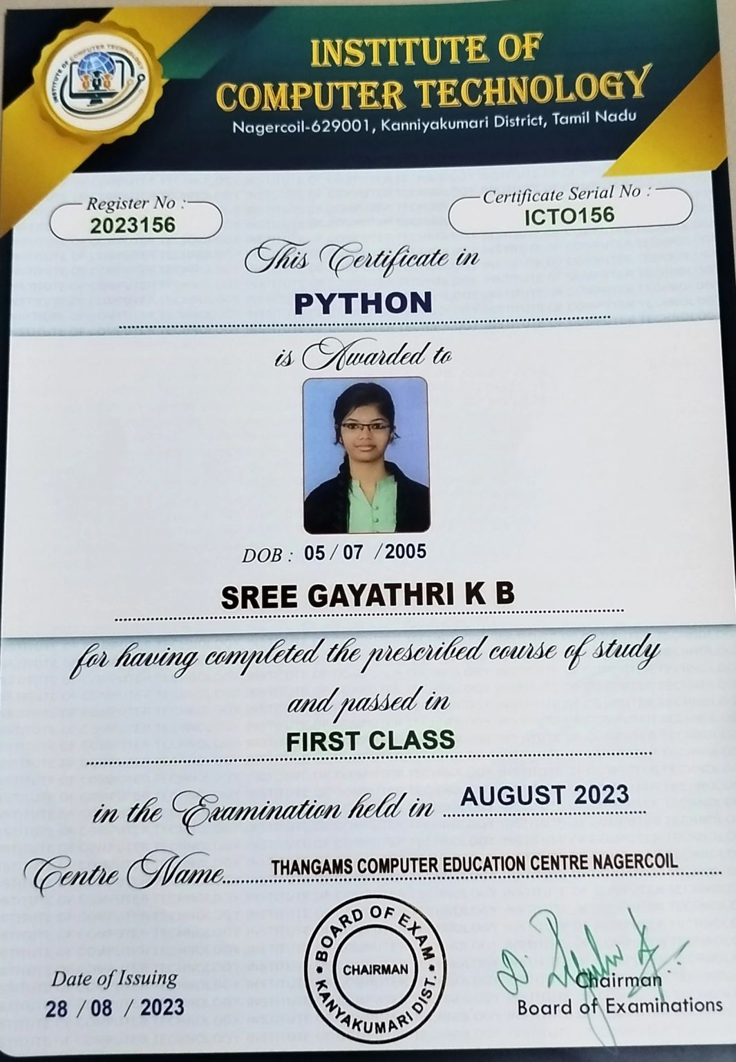 Sree Gayathri K.B on LinkedIn: successfully completed python ... Sree Gayathri K.B on LinkedIn: successfully completed python ...