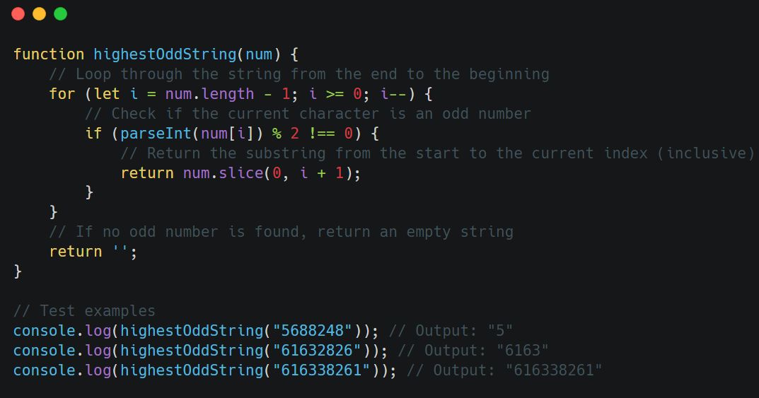 Wasif Mahmood on LinkedIn: finding the largest odd-numbered substring ... Wasif Mahmood on LinkedIn: finding the largest odd-numbered substring ...