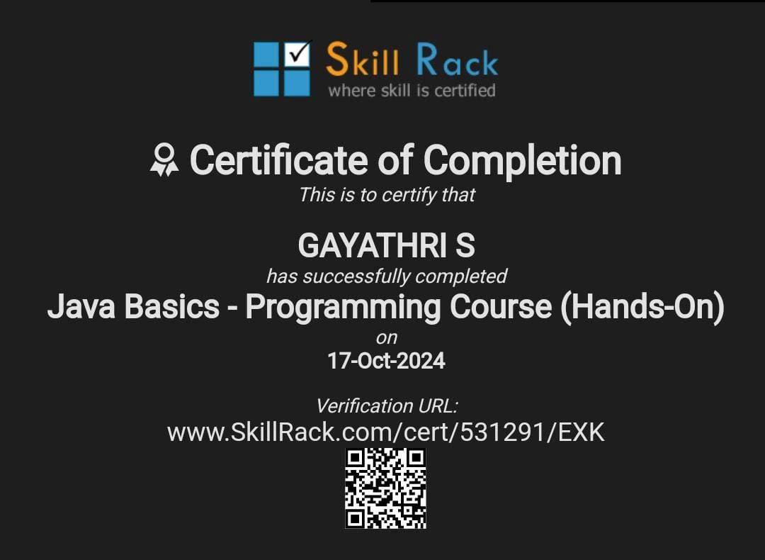 Gayathri Selvaraj on LinkedIn: #java #skillrack #handsonlearning # ... Gayathri Selvaraj on LinkedIn: #java #skillrack #handsonlearning # ...
