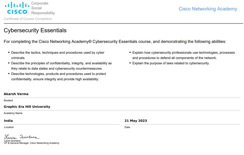 Akarsh Verma on LinkedIn: #cisco #cisconetworkingacademy #cybersecurity Akarsh Verma on LinkedIn: #cisco #cisconetworkingacademy #cybersecurity