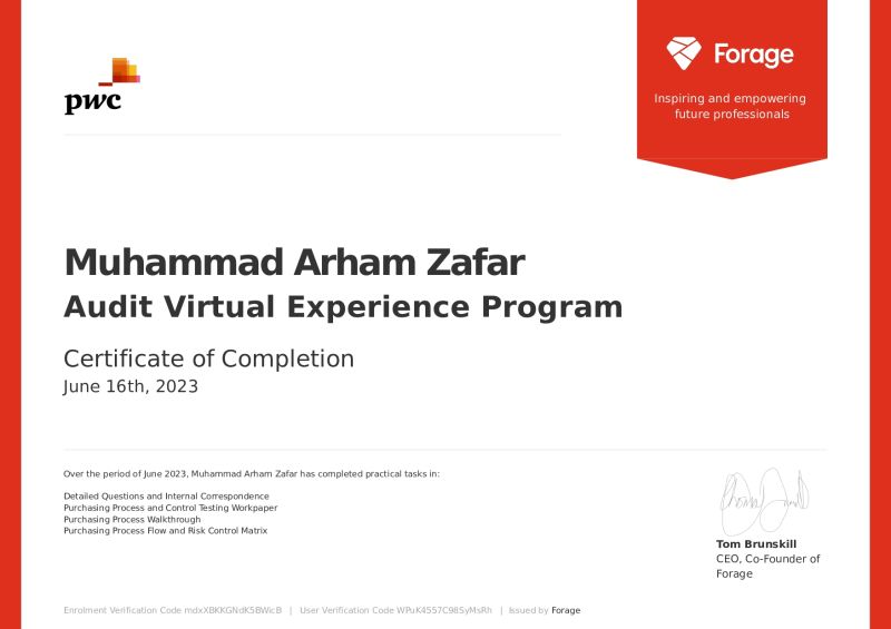 Muhammad Arham Zafar on LinkedIn: #experience #audit #assurance Muhammad Arham Zafar on LinkedIn: #experience #audit #assurance