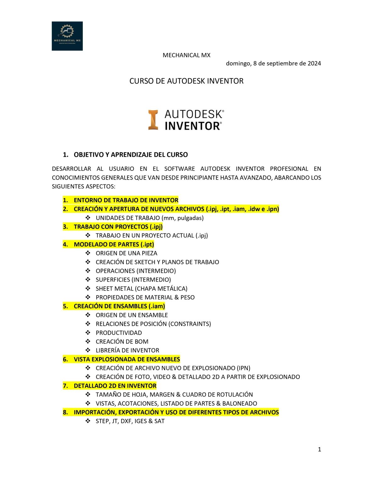 Mechanical Mx en LinkedIn: Curso Completo de Autodesk Inventor ... Mechanical Mx en LinkedIn: Curso Completo de Autodesk Inventor ...