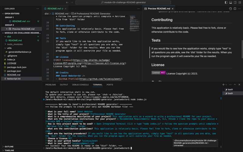 Janet Webster, CSM on LinkedIn: #javascript #nodejs #npm #inquirer #fs Janet Webster, CSM on LinkedIn: #javascript #nodejs #npm #inquirer #fs
