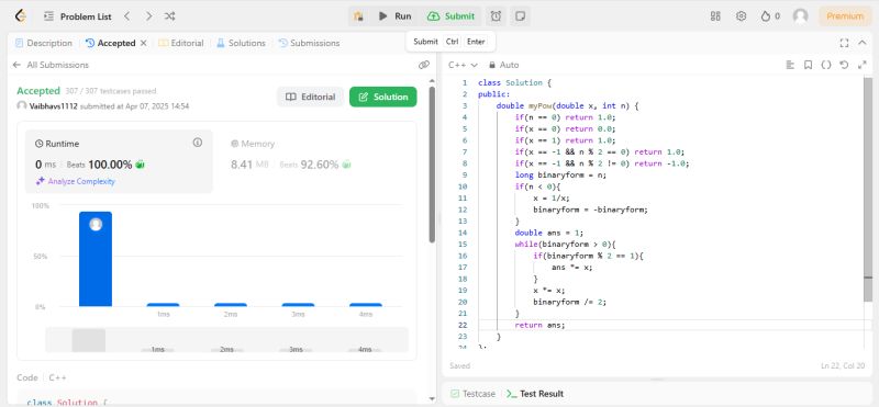 #dsa #algorithms #problemsolving #coding #powerfunction… | Vaibhav Shukla #dsa #algorithms #problemsolving #coding #powerfunction… | Vaibhav Shukla