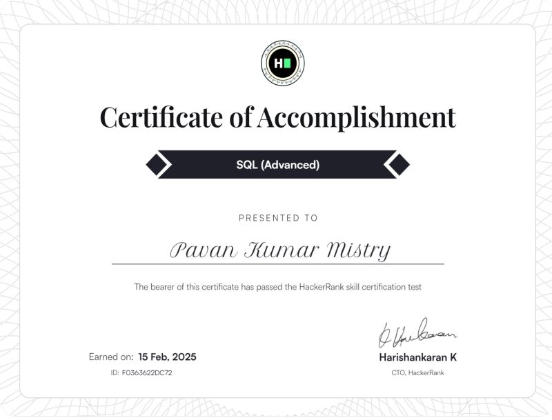 Mistry Pavan Kumar on LinkedIn: #sql #dataanalytics #continuouslearning ... Mistry Pavan Kumar on LinkedIn: #sql #dataanalytics #continuouslearning ...