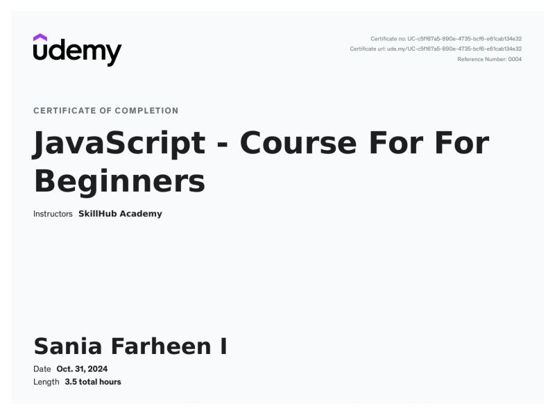 #javascript #webdevelopment #udemy #continuouslearning | SANIA FARHEEN I #javascript #webdevelopment #udemy #continuouslearning | SANIA FARHEEN I