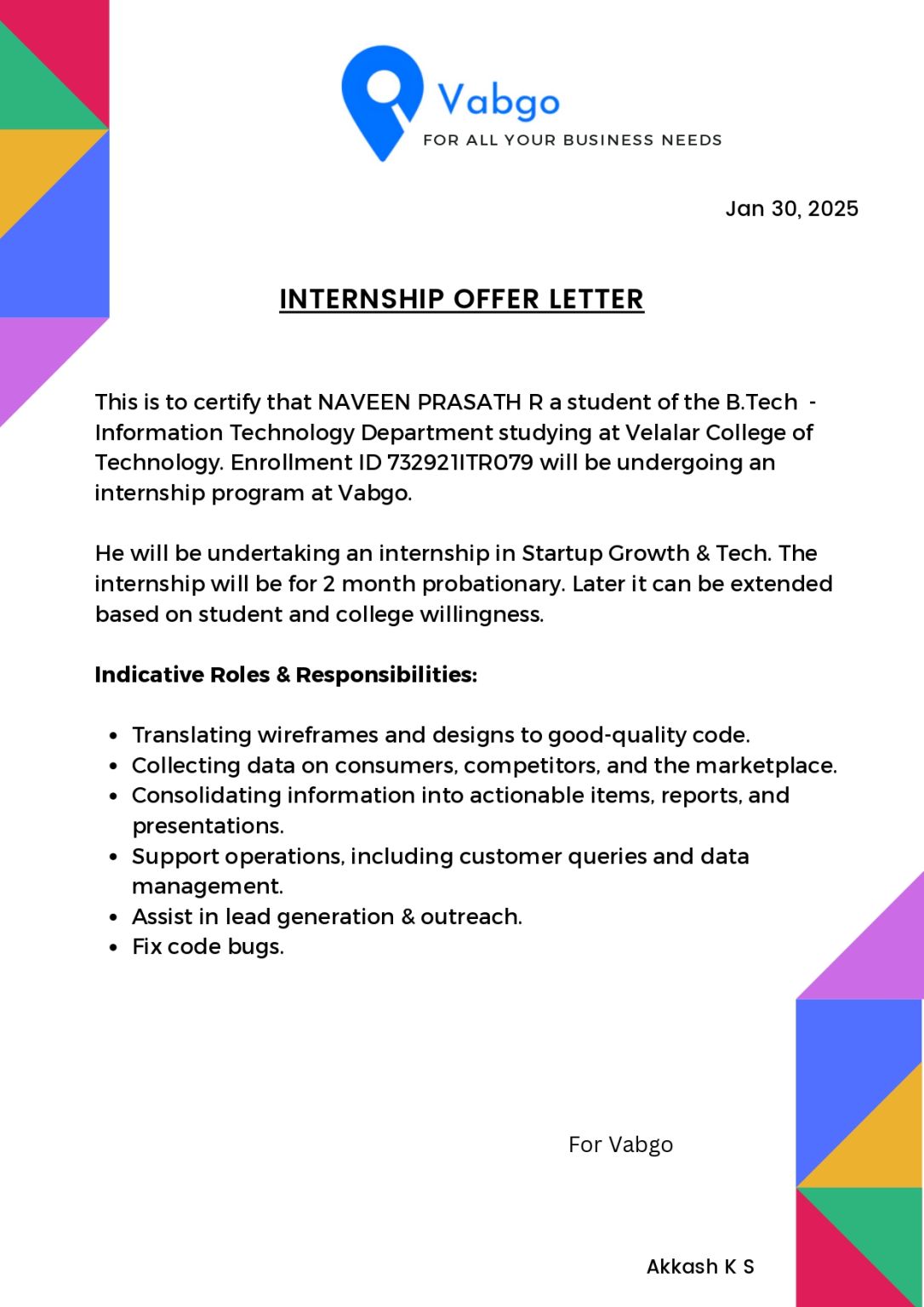 Naveen Prasath R on LinkedIn: #internshipjourney #vabgo #techgrowth # ... Naveen Prasath R on LinkedIn: #internshipjourney #vabgo #techgrowth # ...