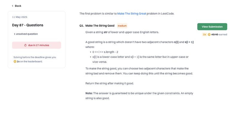 #100daysofcode #leetcode #stringmanipulation #stack #codingchallenge ... #100daysofcode #leetcode #stringmanipulation #stack #codingchallenge ...